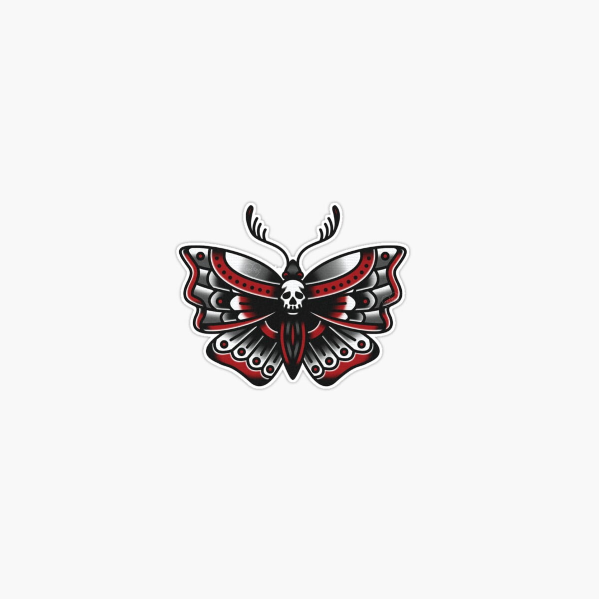 Onim Deathhead Moth 02 - Traditional Tattoo Sticker, Phone Decal Water ...