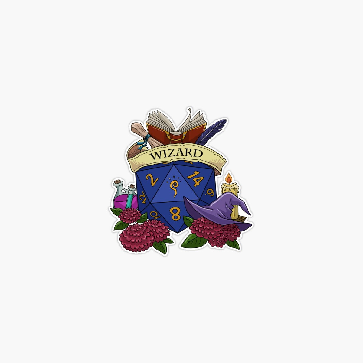 Onim Dice Wizard Sticker, Phone Decal Water Bottle Stickers Car Decals ...