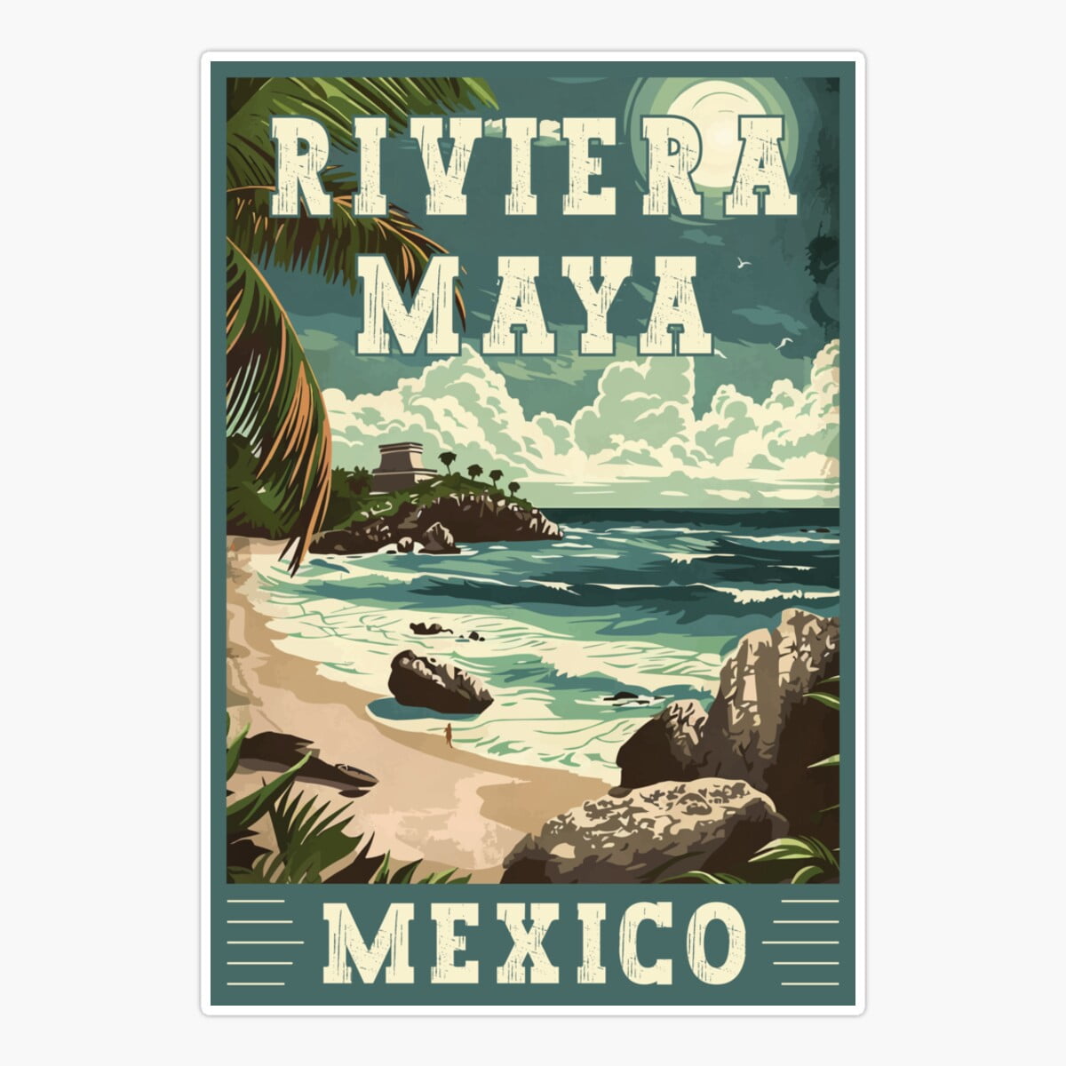 Onim Discover Paradise In Riviera Maya - Mexico Vintage Travel Art ...