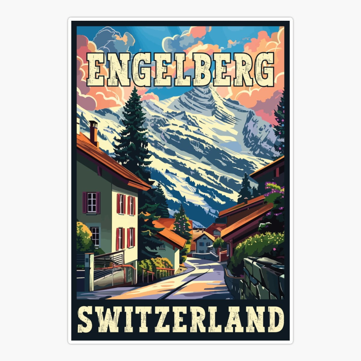 Onim Discover Swiss Alpine Splendor - Vintage Engelberg Travel Art ...