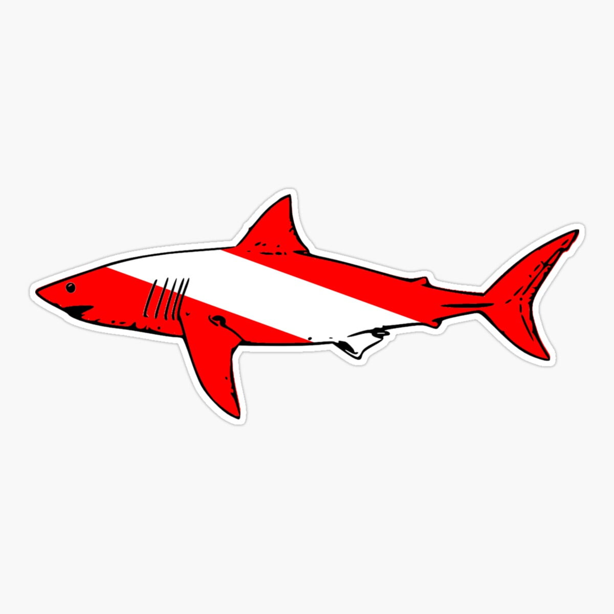 Onim Dive Shark Diver Down Flag Scuba Diving Men Or Women Sticker ...
