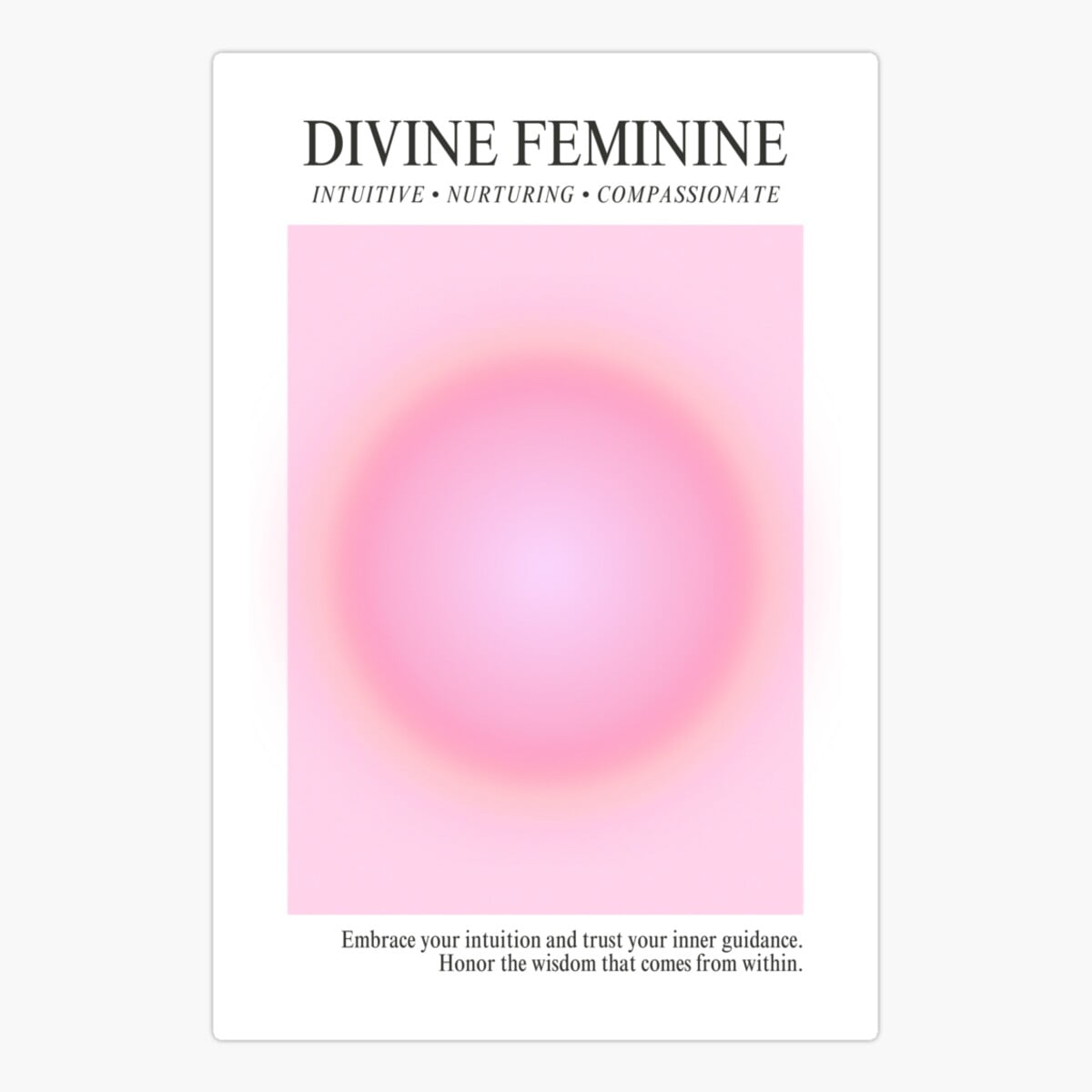 Onim Divine Feminine Pink Aura Sticker, Phone Decal Water Bottle ...