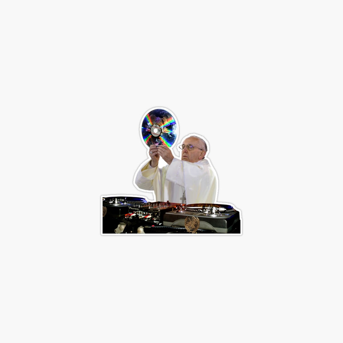 Onim Dj Earth Pope Francis, Edm Holy Father Sticker, Phone Decal Water ...