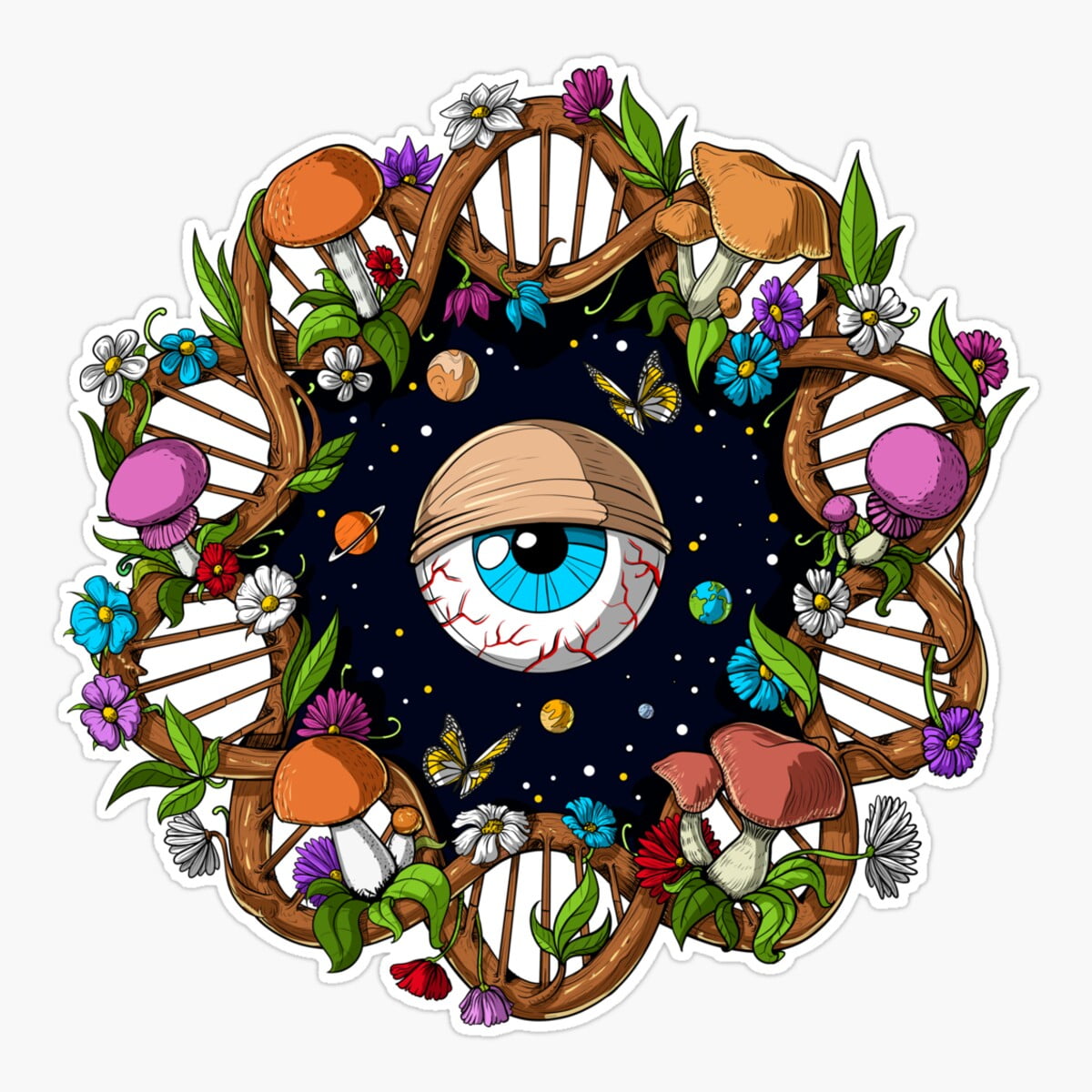 Onim Dna Magic Mushrooms Sticker, Phone Decal Water Bottle Stickers Car ...