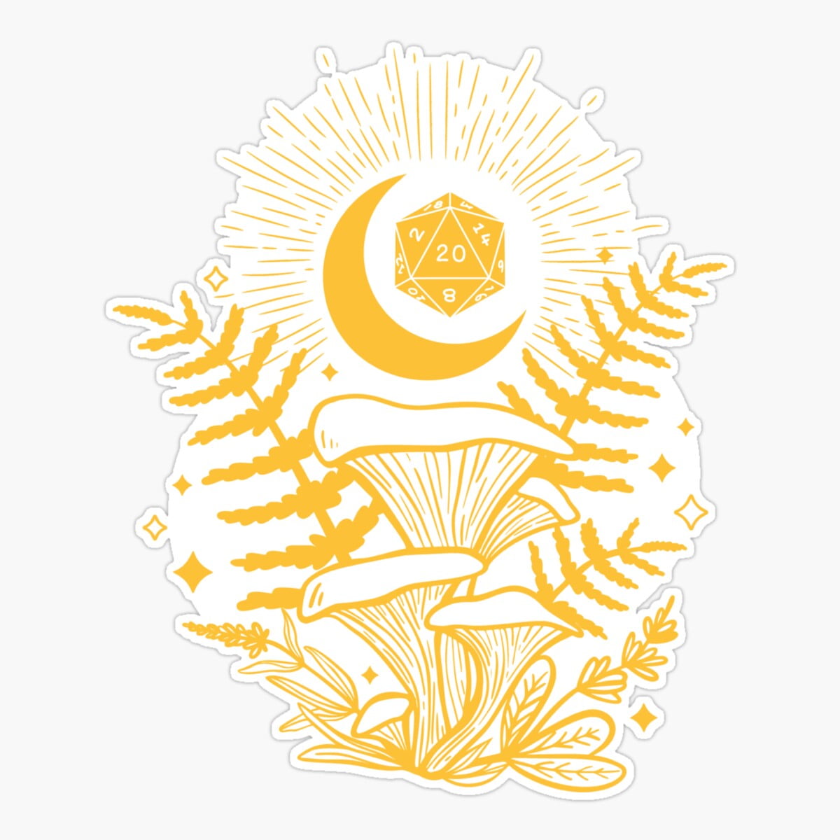 Onim Dnd Druid Dice: Forest Mushroom Fern And Moon D20 For Druid Or ...