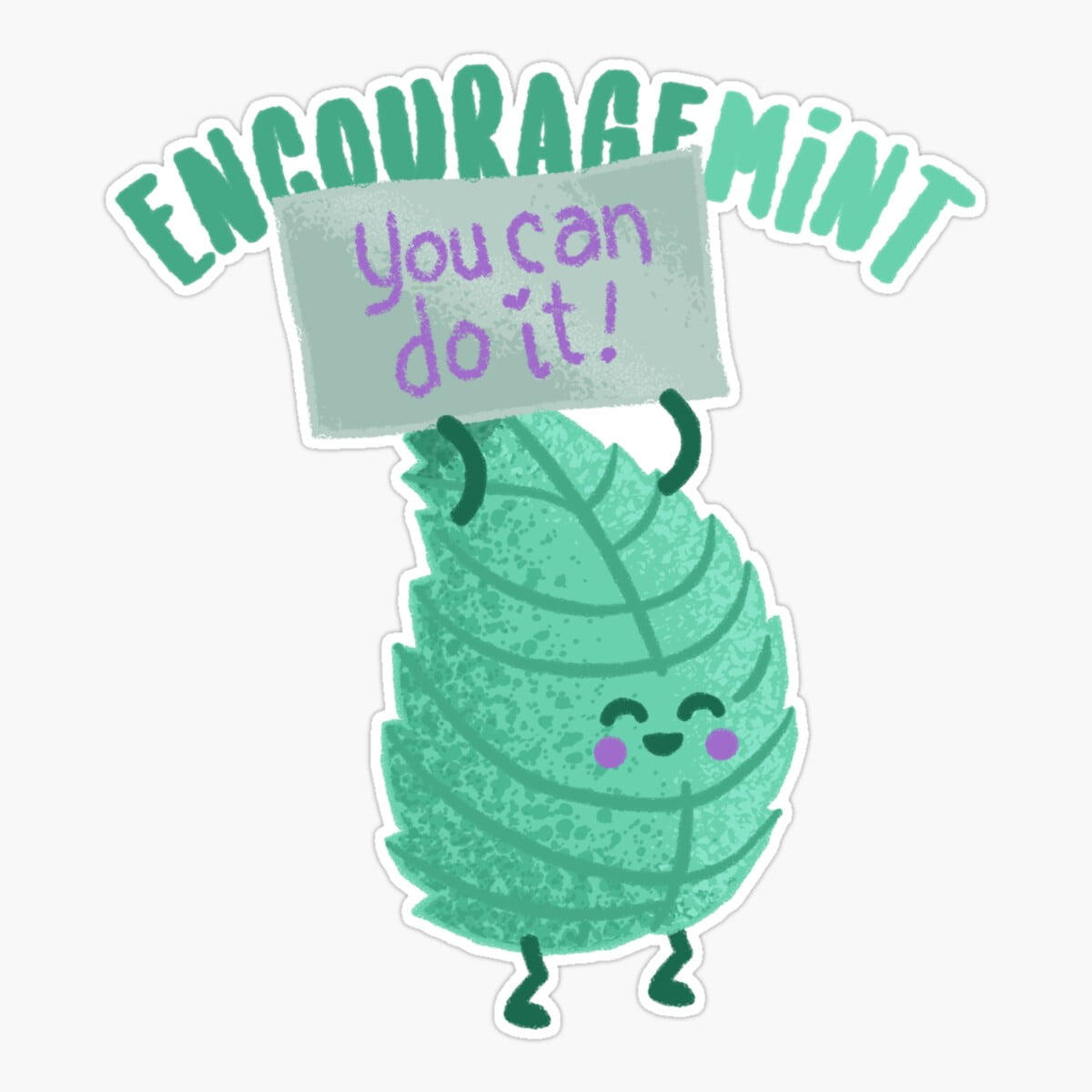 Onim Do You Need Some Encourage-Mint? Funny Plant Pun Sticker, Phone ...