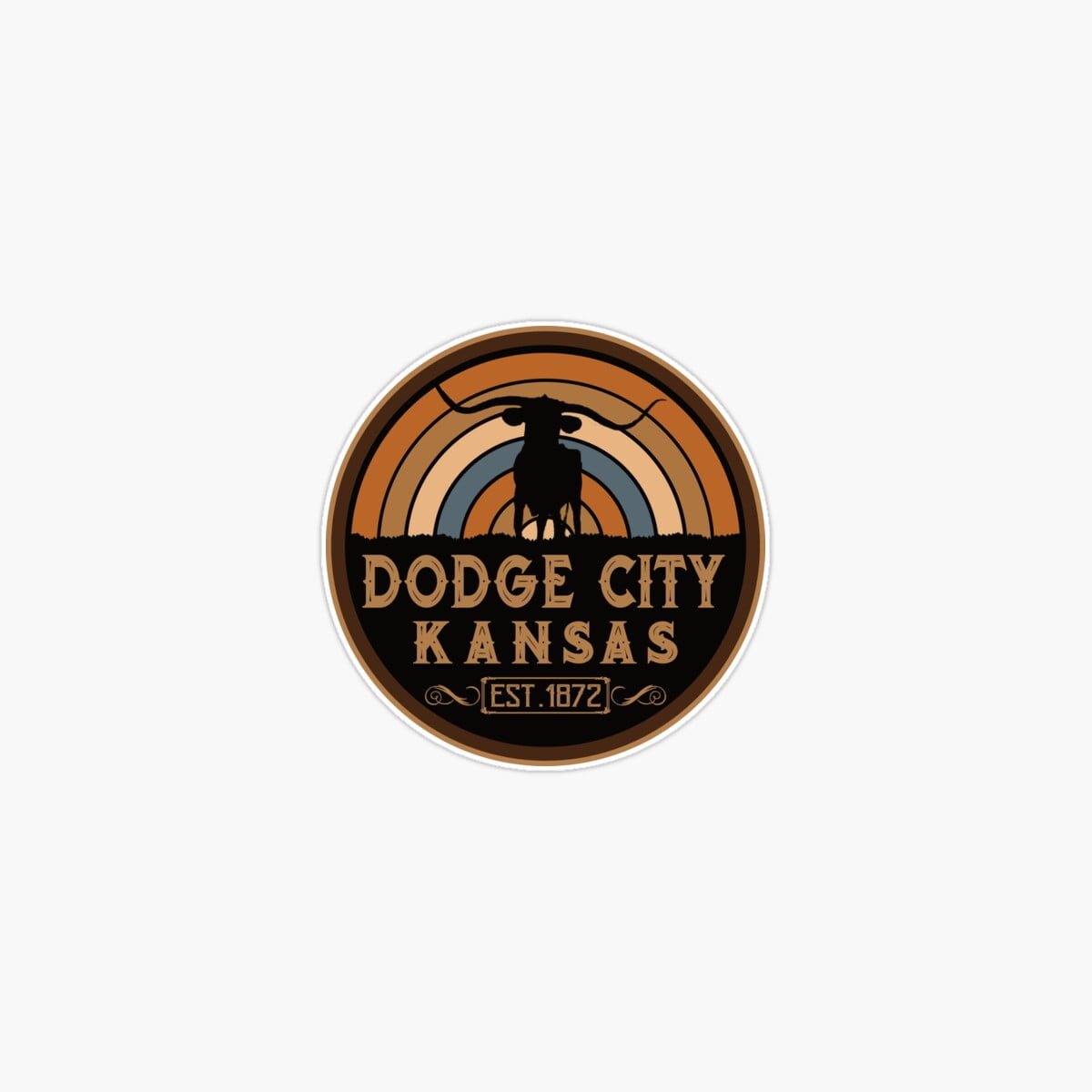 Onim Dodge City Kansas Retro Wild West Cowboy Sticker, Phone Decal ...