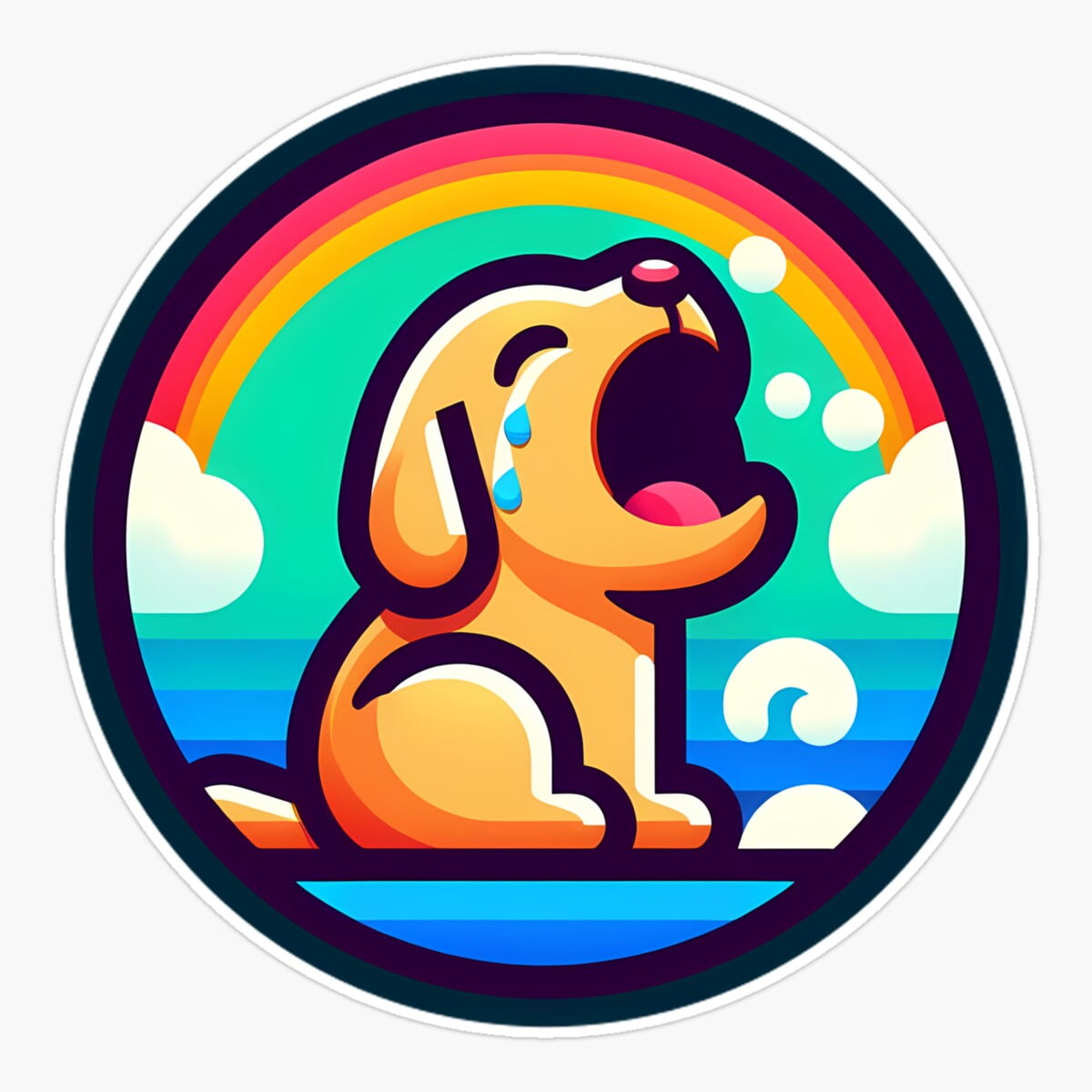 Onim Dog Crying Loudly - High Resolution Illustration Sticker, Phone ...