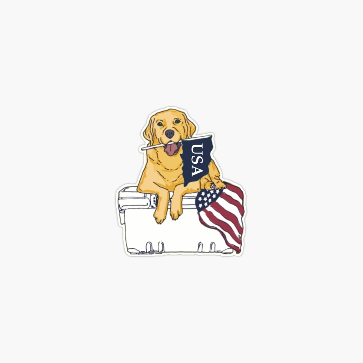 Onim Dog On Cooler With Flag Sticker, Phone Decal Water Bottle Stickers ...