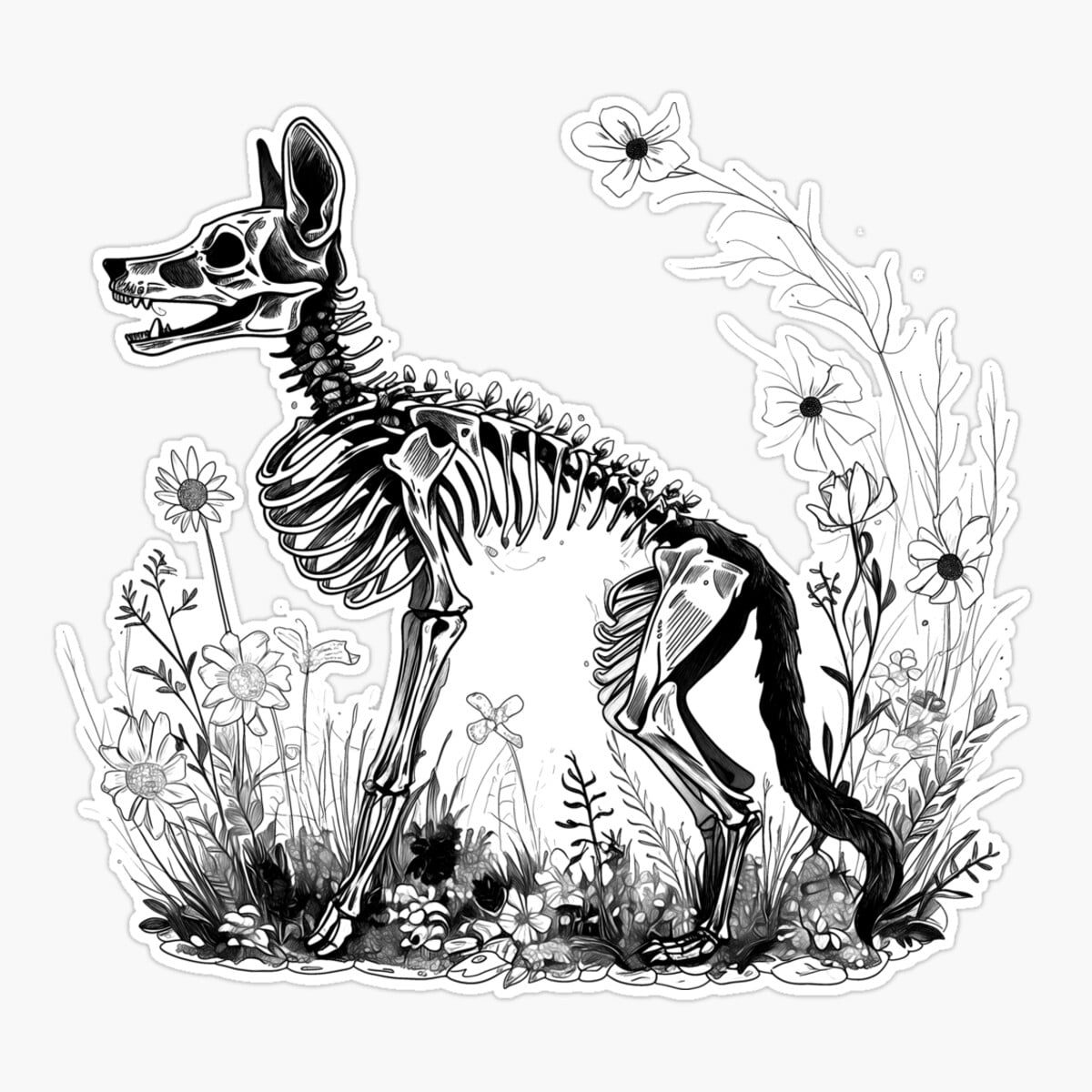Onim Dog Skeleton White Sticker, Phone Decal Water Bottle Stickers Car ...