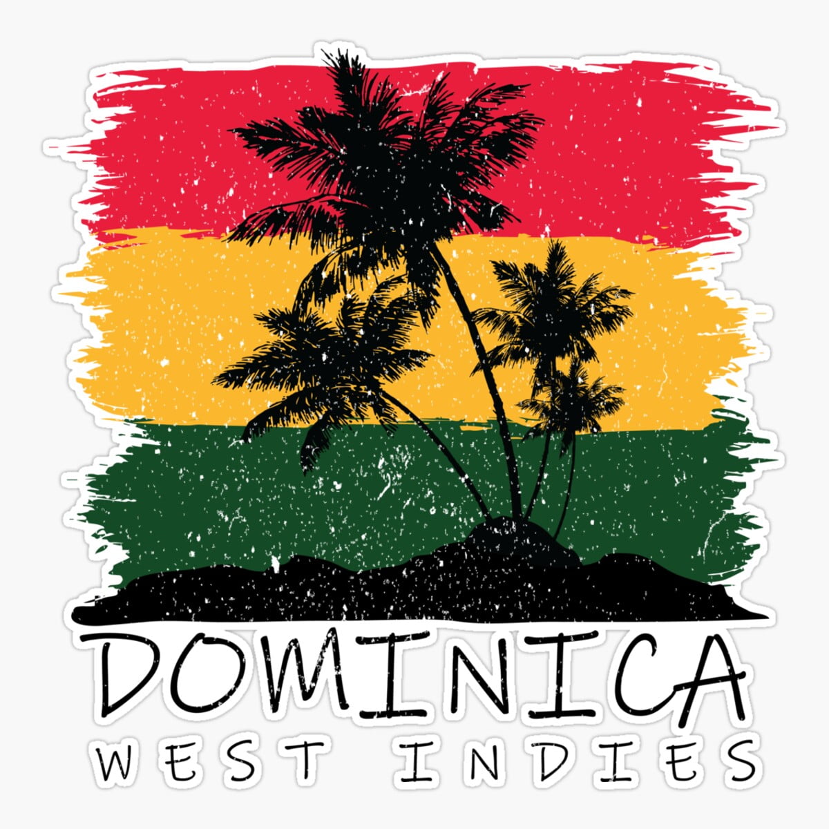Onim Dominica Colours In Background Of Palm Silhouette Sticker, Phone ...