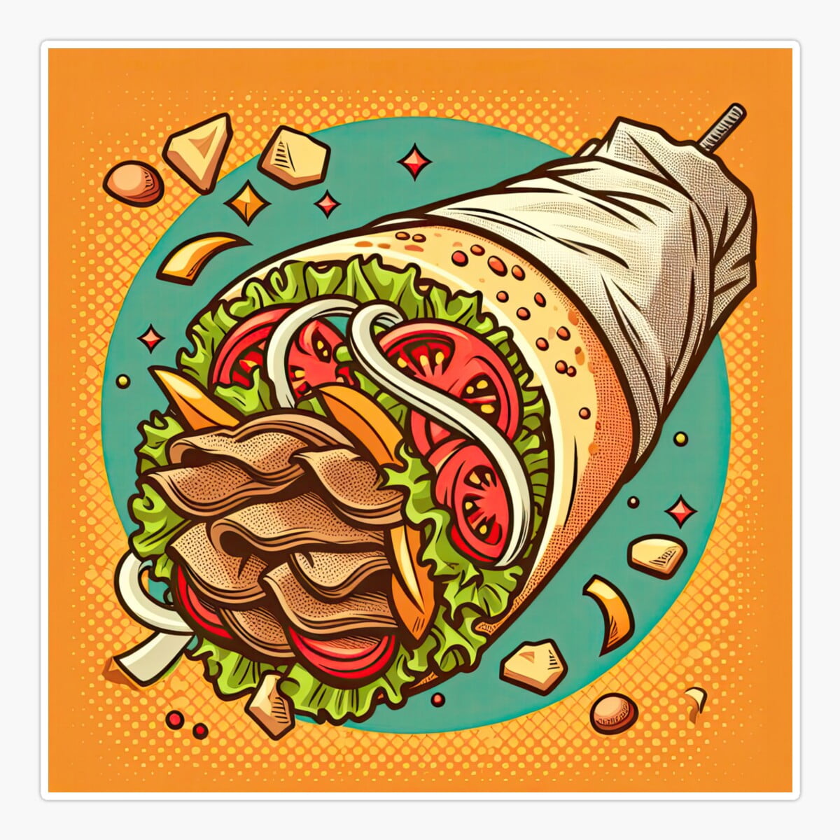 Onim Doner Kebab Pop Art Style Sticker, Phone Decal Water Bottle ...