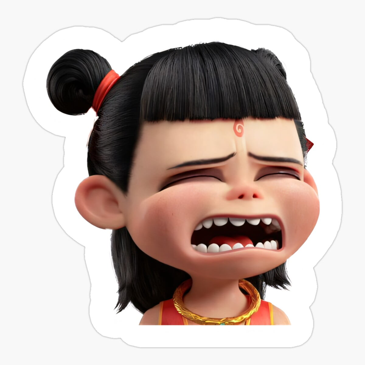 Onim Crying Ne Zha Dramatic Face Sticker, Phone Decal Water Bottle ...