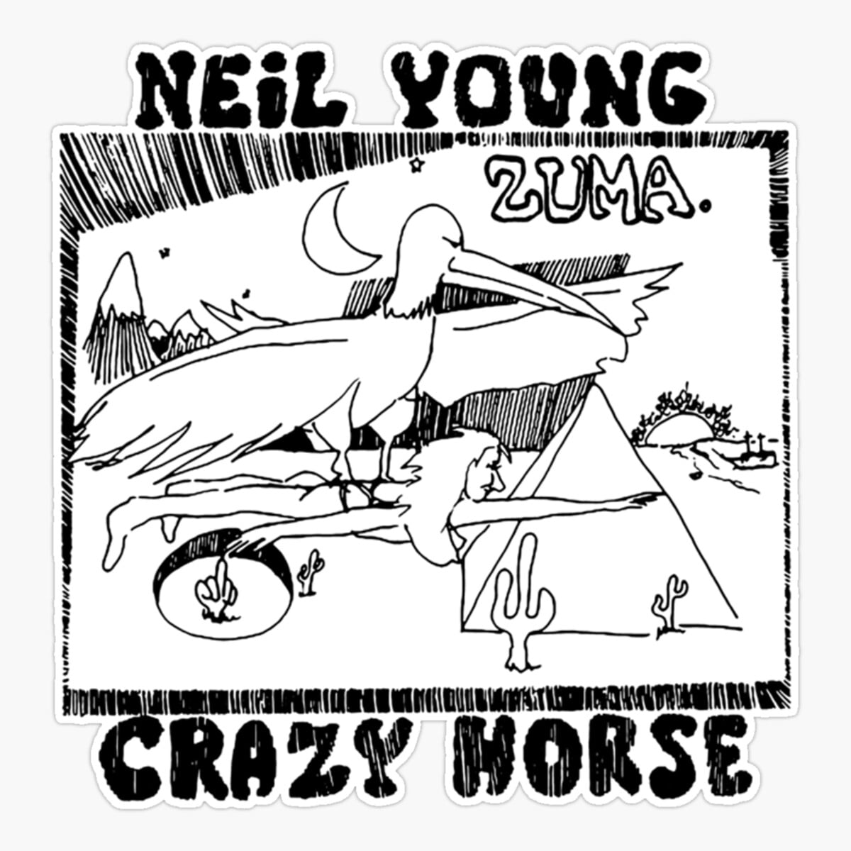 Onim Doodles 70S Zuma Horse Art -Young Classic Sticker, Phone Decal ...