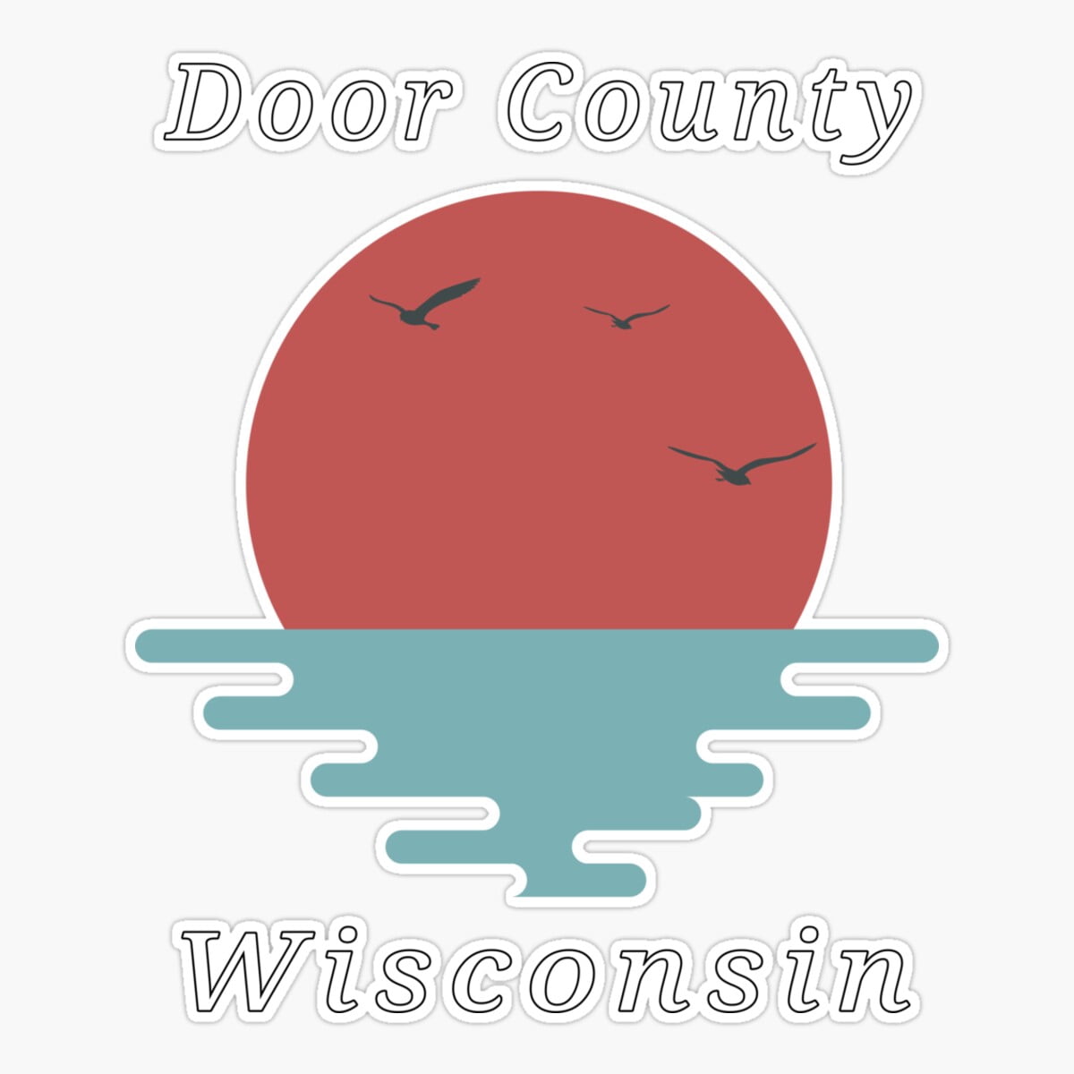 Onim Door County Wisconsin Sunset Sticker, Phone Decal Water Bottle ...
