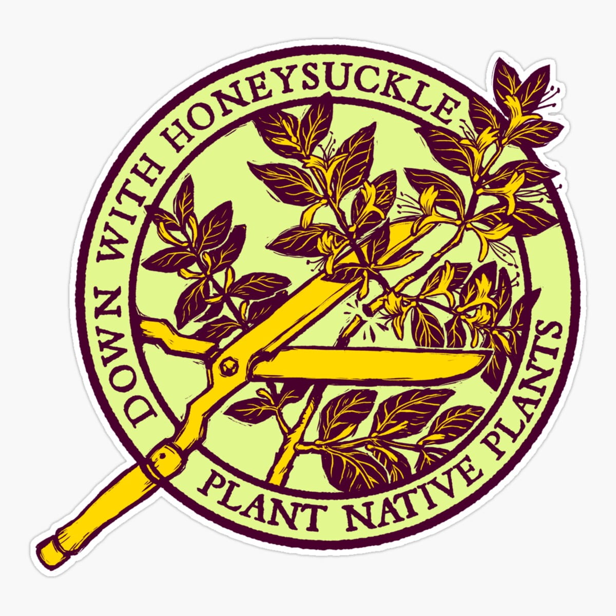 Onim Down With Honeysuckle Sticker, Phone Decal Water Bottle Stickers ...