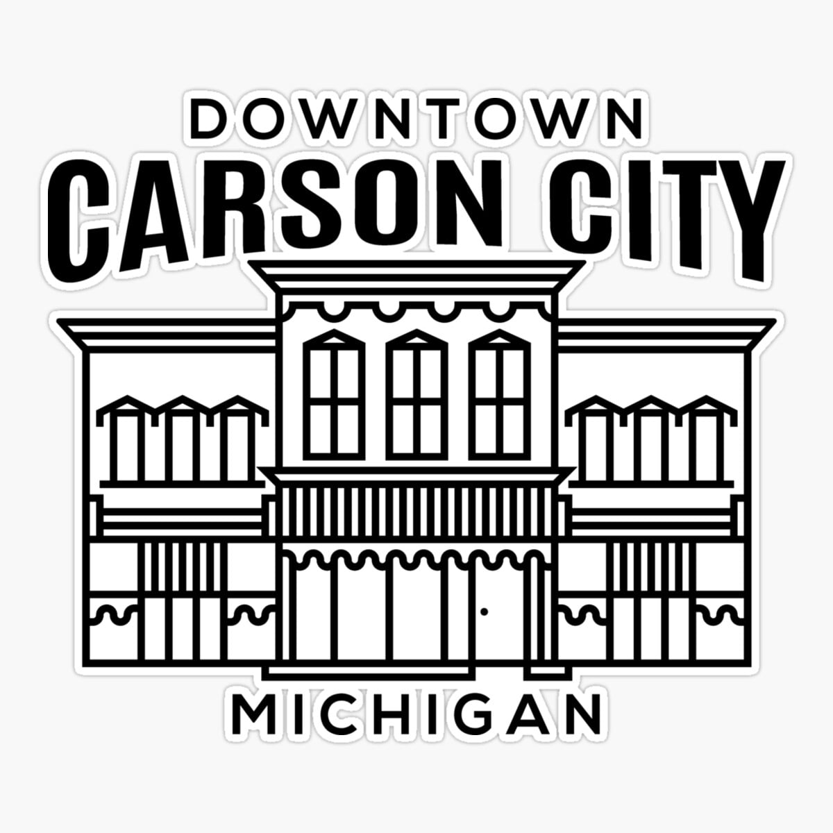 Onim Downtown Carson City Mi Sticker, Phone Decal Water Bottle Stickers ...
