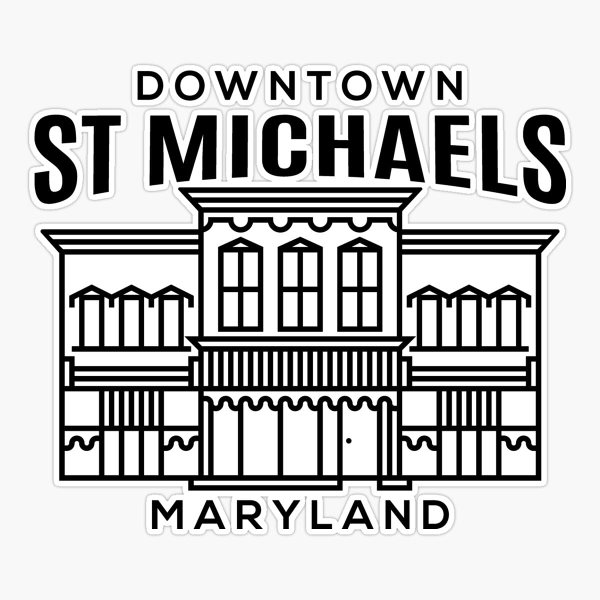 Onim Downtown St Michaels Md Sticker, Phone Decal Water Bottle Stickers ...