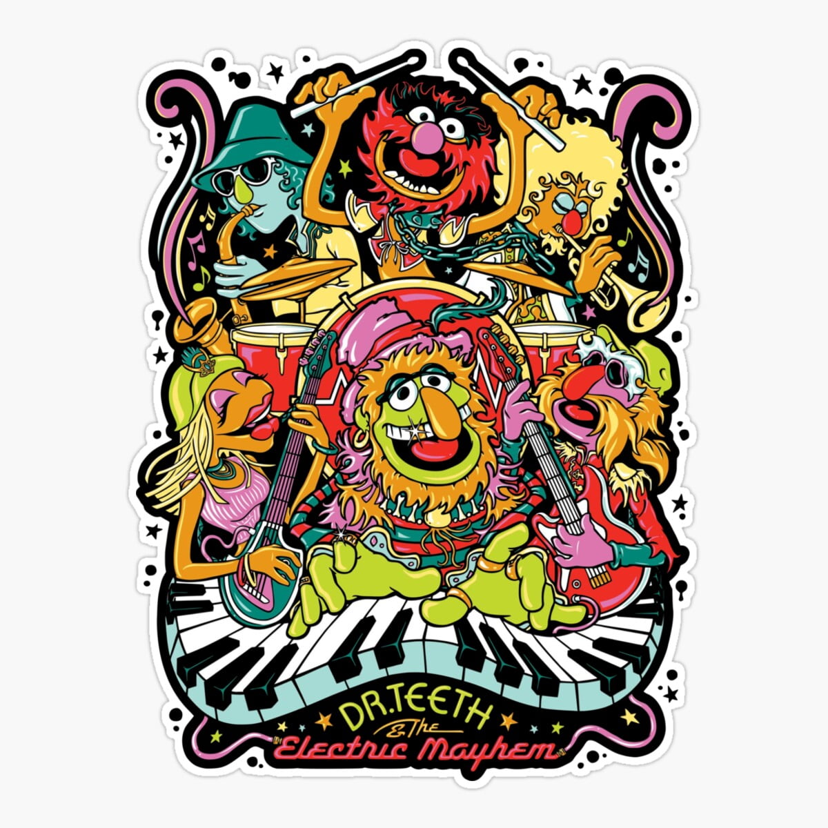 Onim Dr. Teeth And The Electric Mayhem Sticker, Phone Decal Water ...