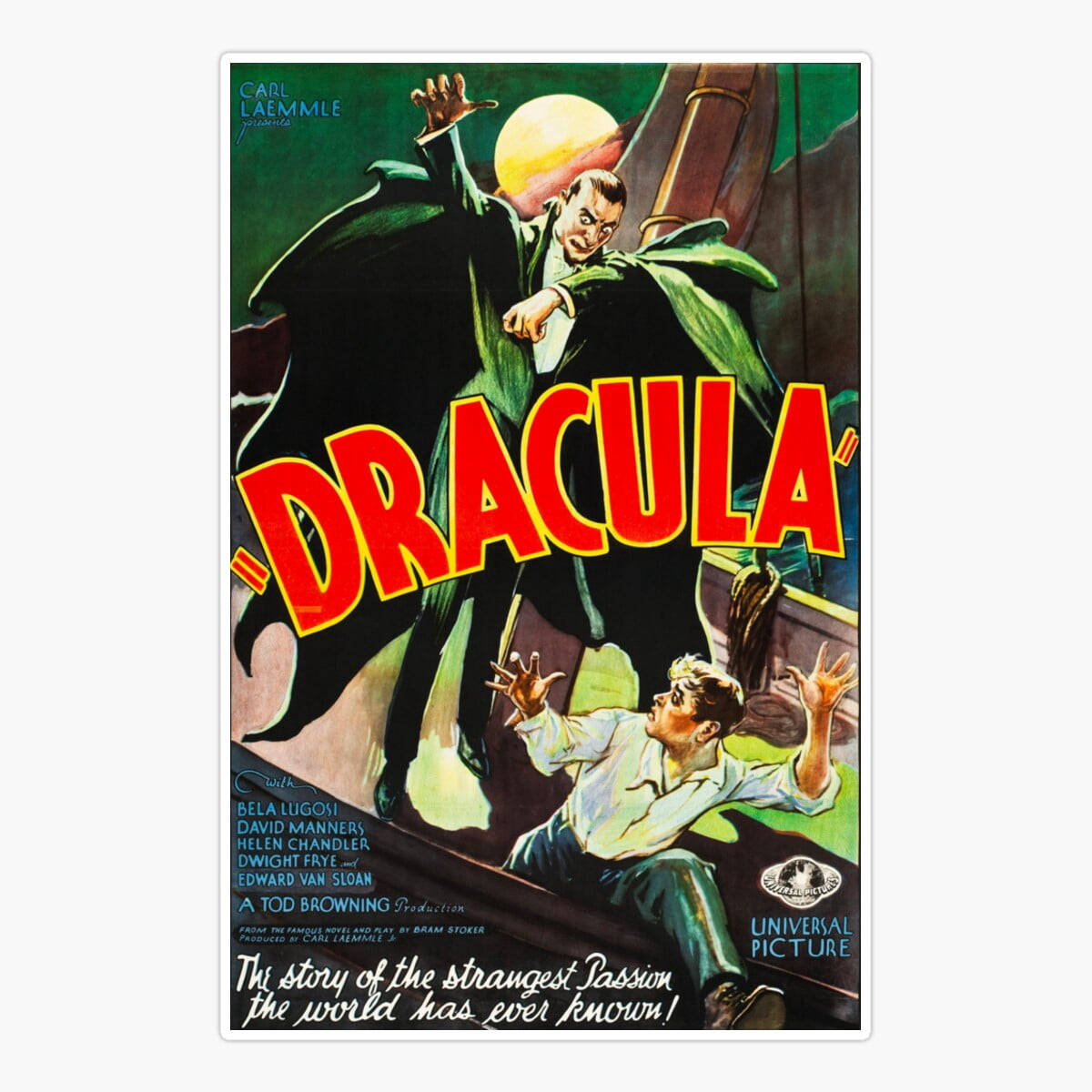 Onim Dracula, Vintage Horror Film Sticker, Phone Decal Water Bottle ...