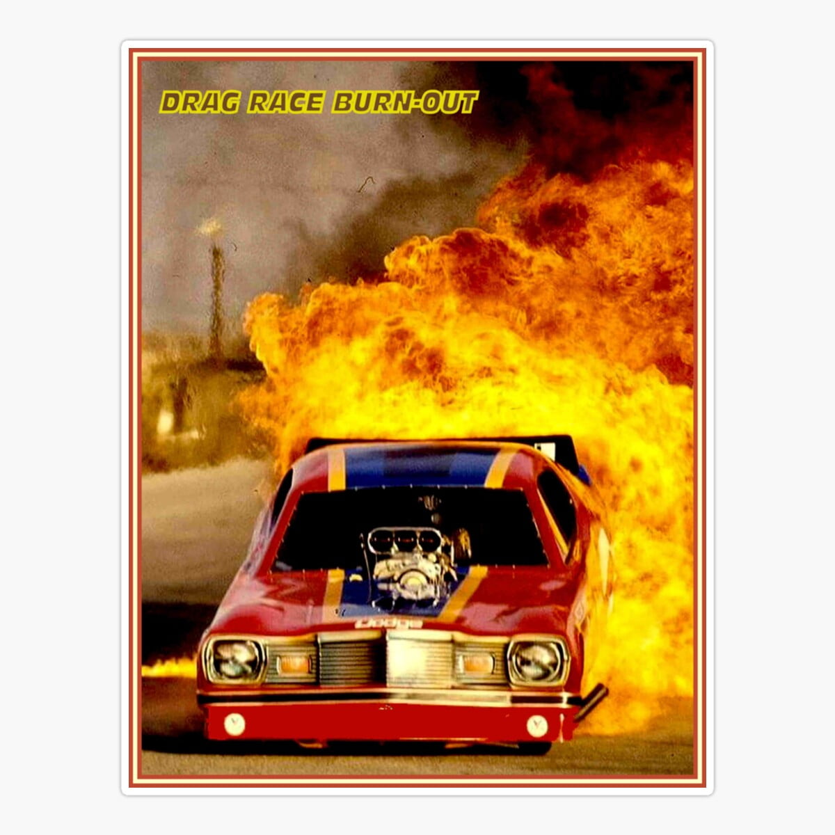Onim Drag Race Burn-Out : Vintage Funny Car Advertising Print Sticker ...