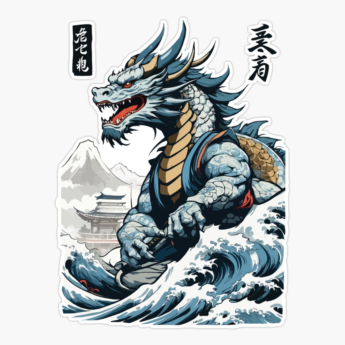 Onim Dragon Anime Japanese Vintage Cherry Blossoms Sticker, Phone Decal ...