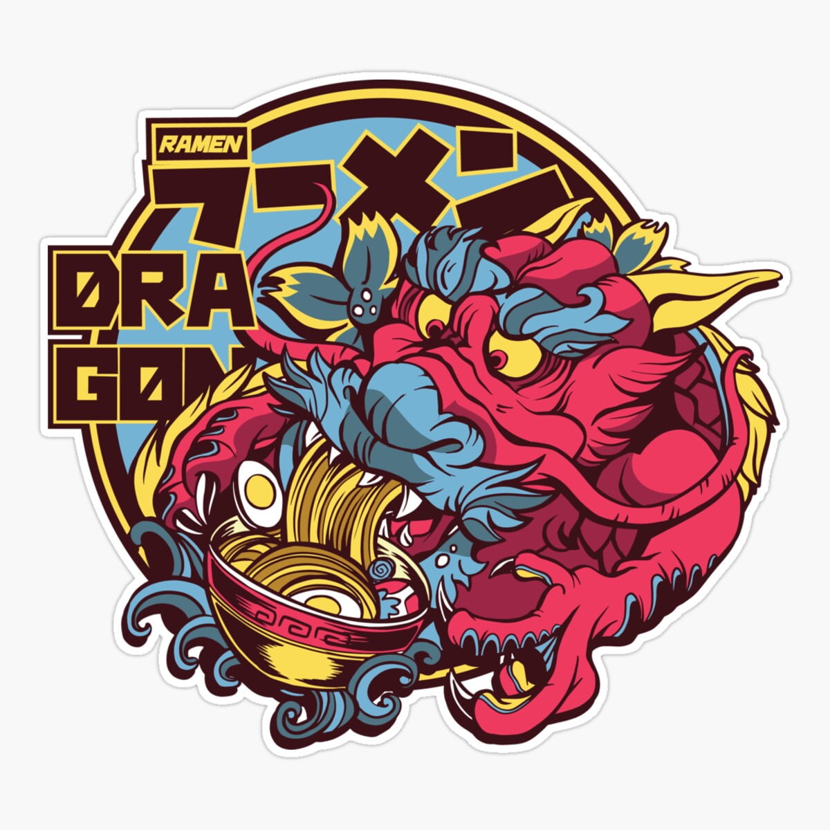 Onim Dragon Eating Ramen Sticker, Phone Decal Water Bottle Stickers Car ...