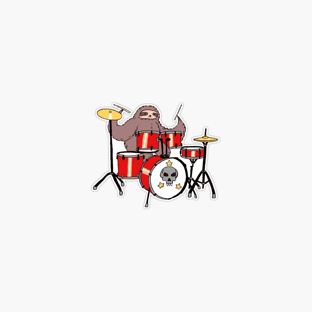 Onim Drum Set Sloth Sticker - Walmart.com