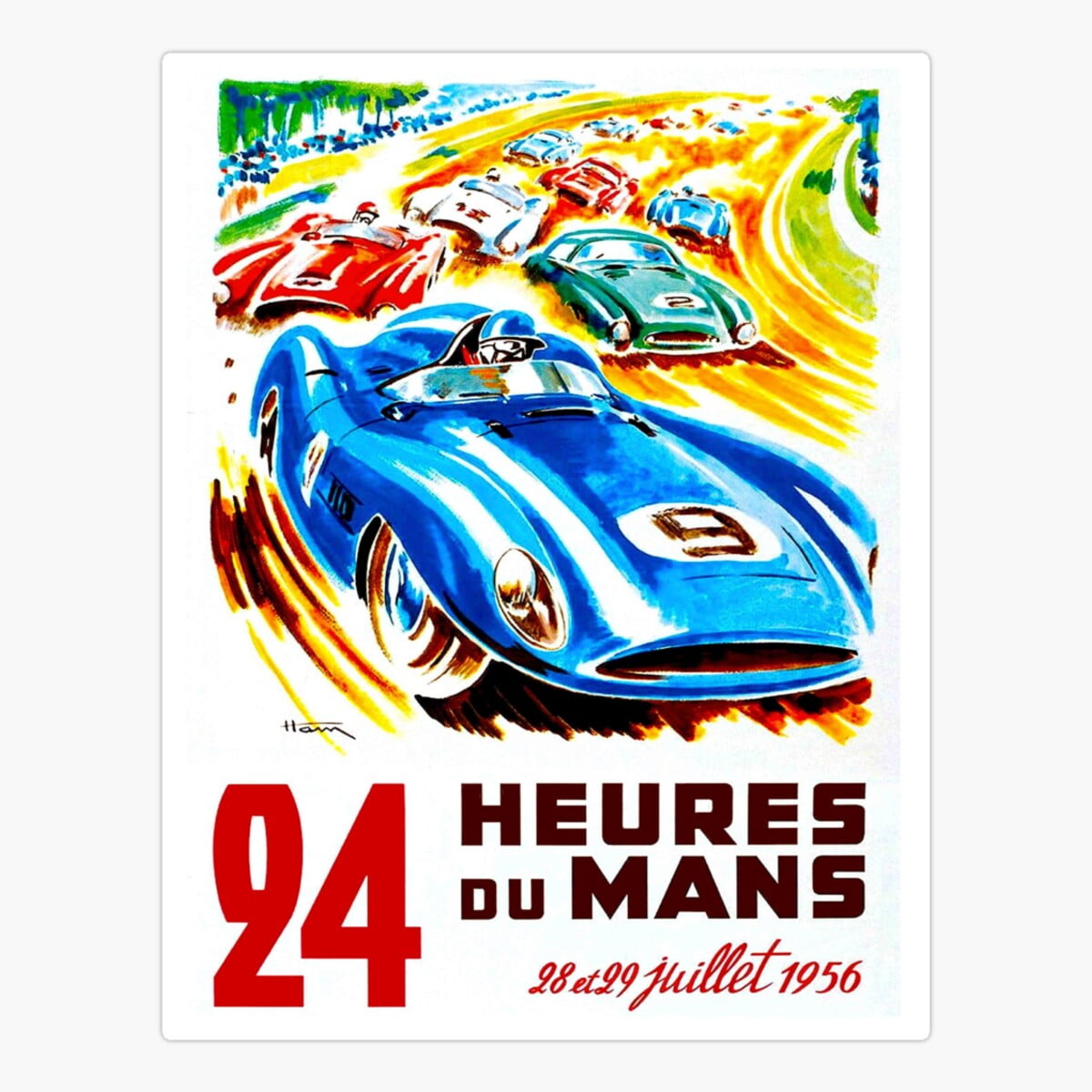 Onim Du Mans: Vintage 24 Hr Auto Racing Print Sticker, Phone Decal ...