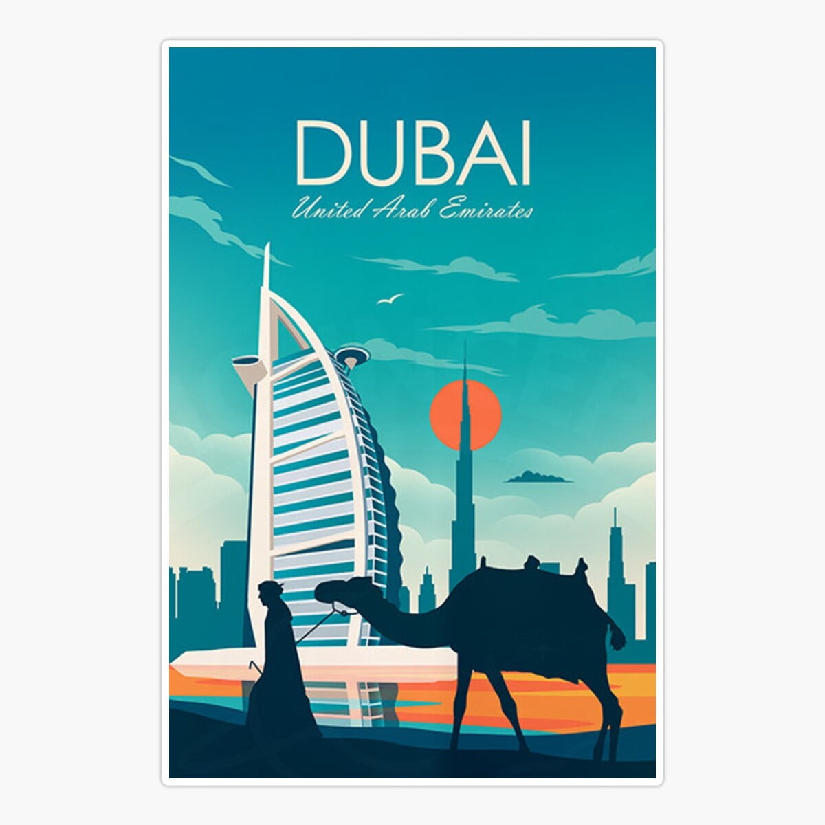 Onim Dubai Art Print Sticker, Phone Decal Water Bottle Stickers Car ...