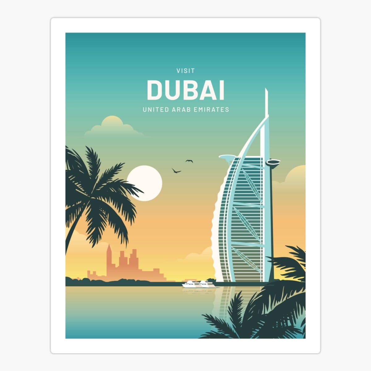Onim Dubai United Arab Emirates Vintage Travel Sticker, Phone Decal ...