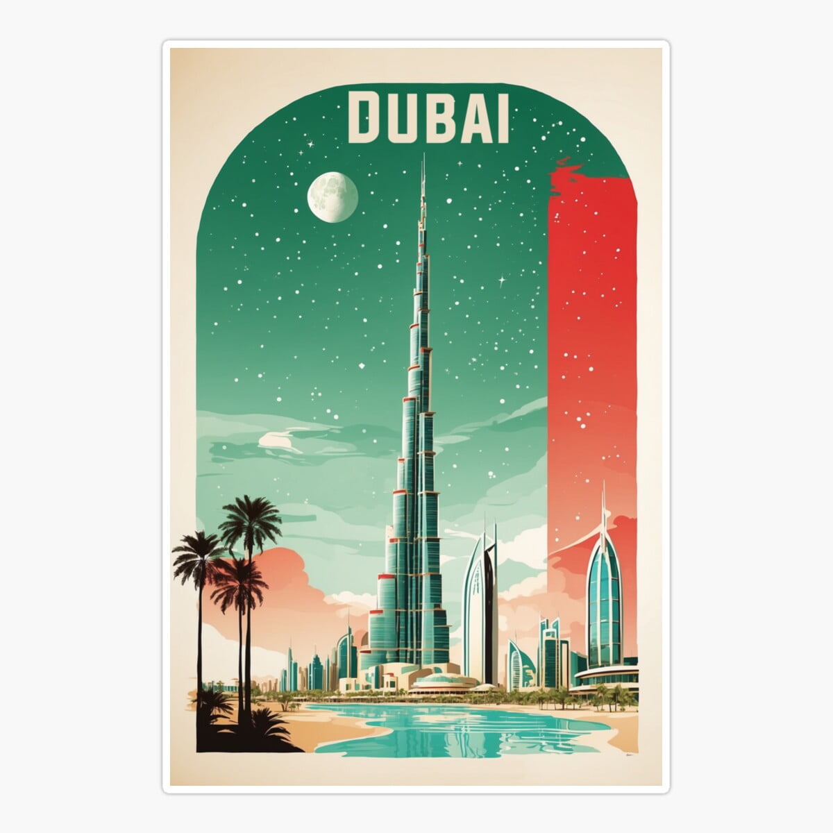 Onim Dubai United Arab Emirates Vintage Travel Tourism Sticker, Phone ...
