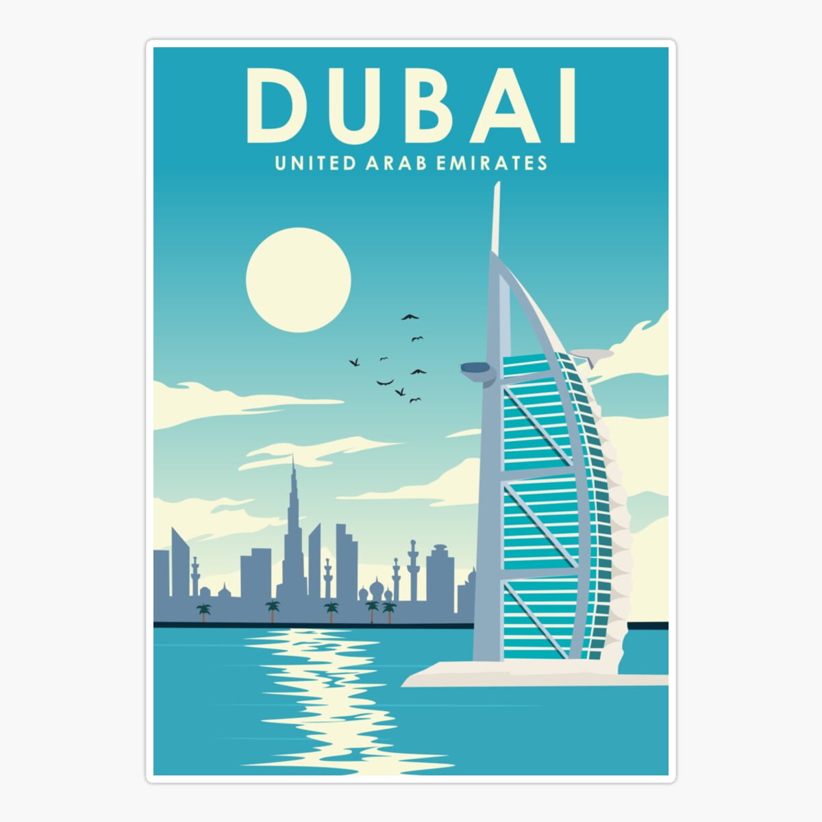 Onim Dubai Vintage Travel Art Travel Poster Sticker, Phone Decal Water ...