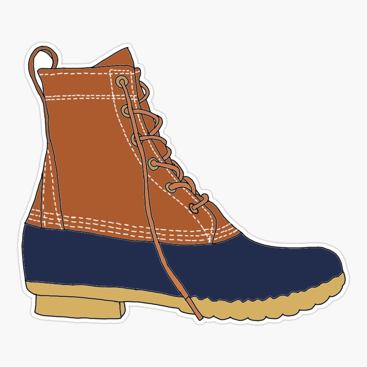 Onim Duck Boot Tan And Navy Sticker, Phone Decal Water Bottle Stickers ...