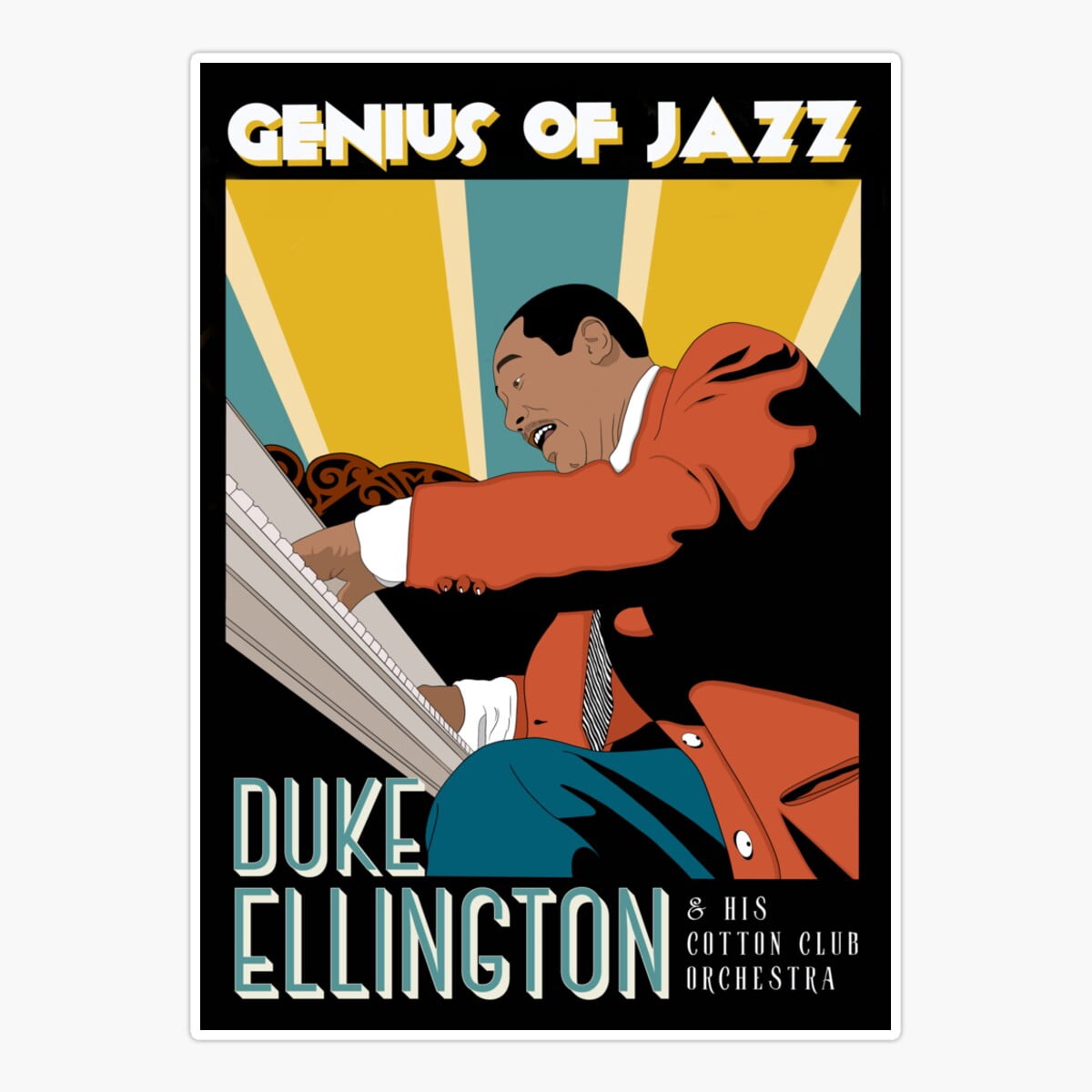 Onim Duke Ellington Jazz Poster Sticker, Phone Decal Water Bottle ...