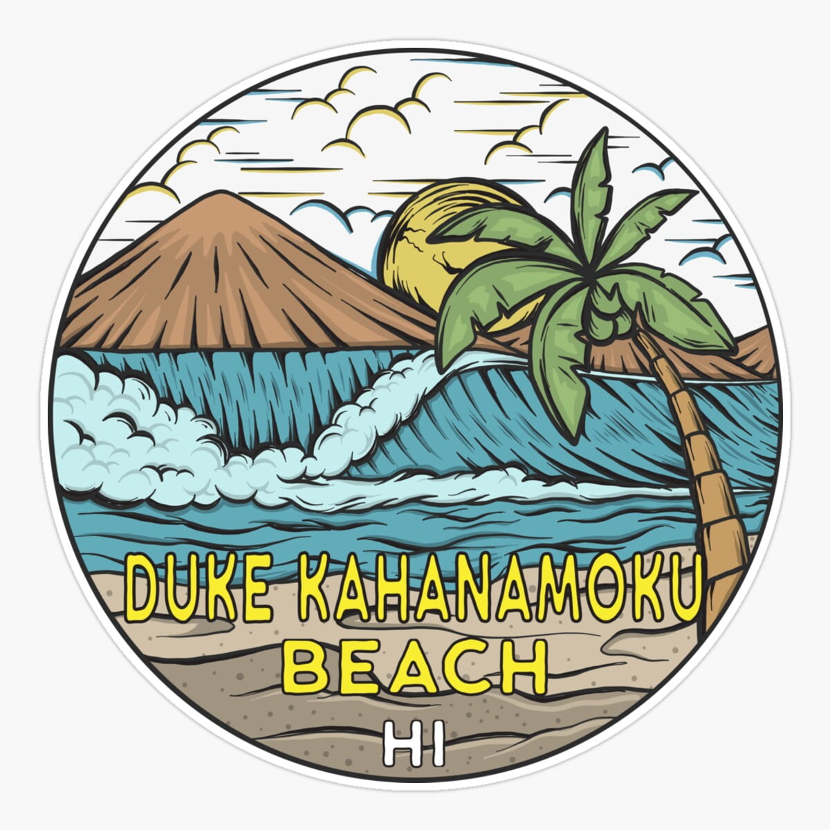 Onim Duke Kahanamoku Beach Hawaii Vintage Sticker, Phone Decal Water ...
