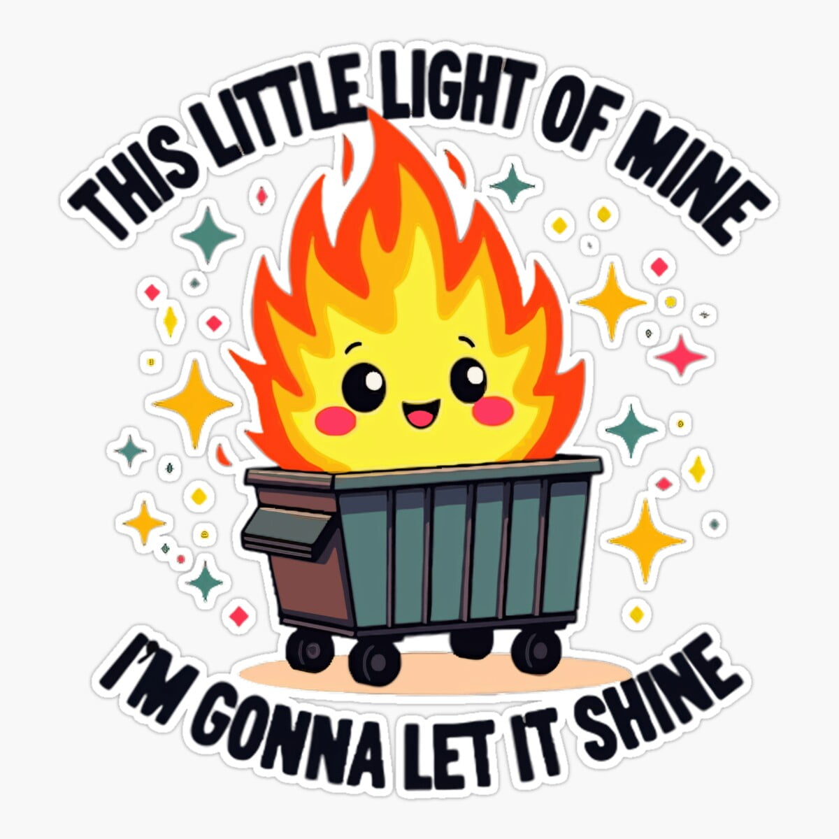 Onim Dumpster Fire Cuties Sticker, Phone Decal Water Bottle Stickers ...