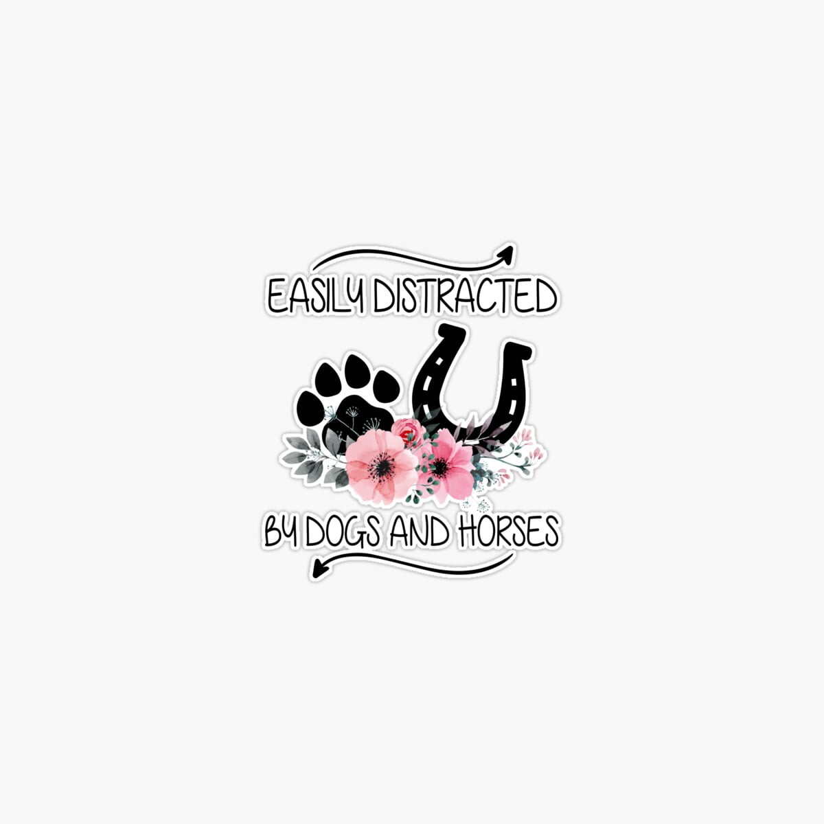 Onim Easily Distracted By Dogs And Horses Sticker, Phone Decal Water ...