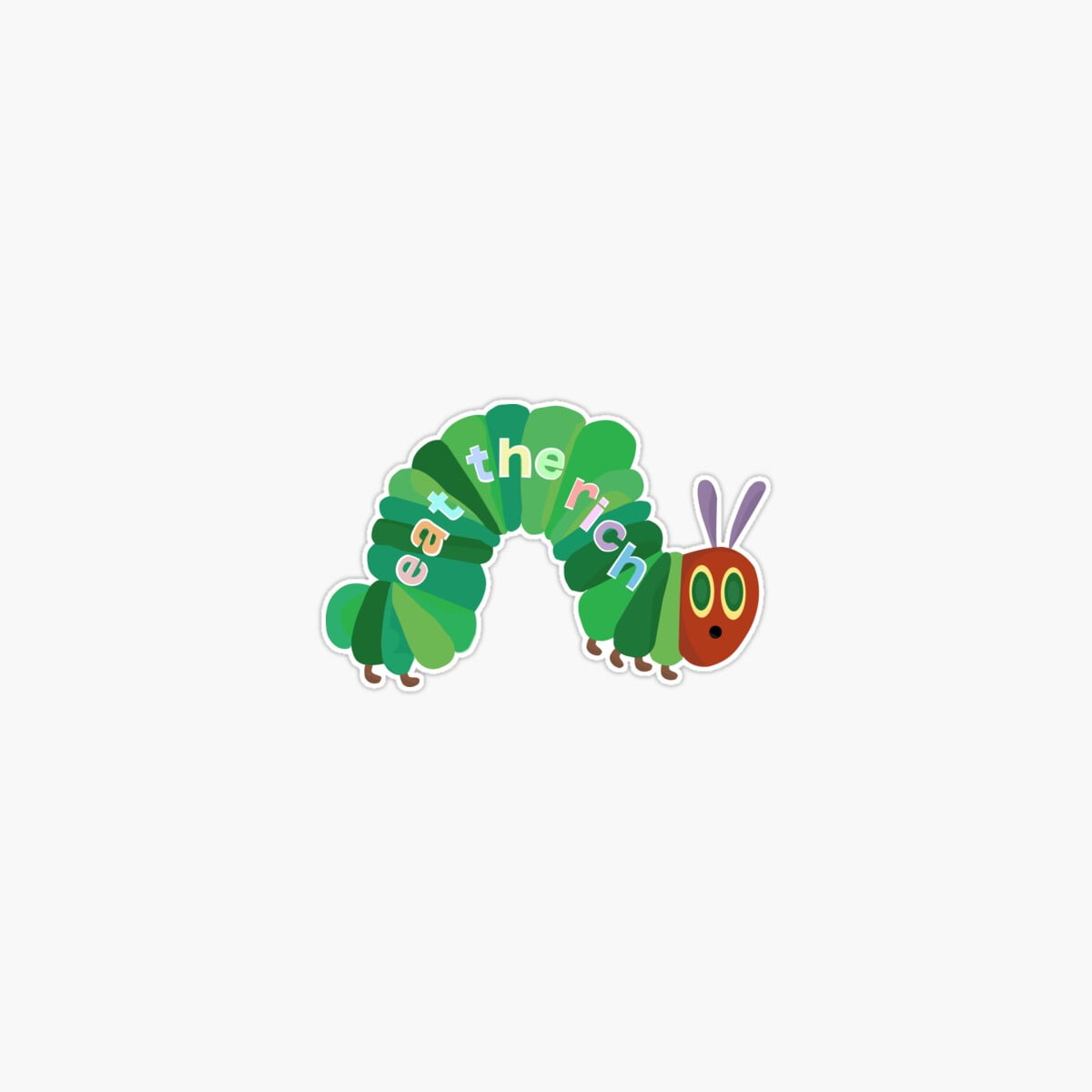 Onim Eat The Rich Hungry Caterpillar Sticker, Phone Decal Water Bottle ...