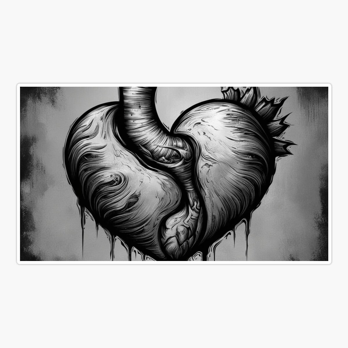 Onim Dark Ink Heart – Edgy Valentine’S Art Sticker, Phone Decal Water ...