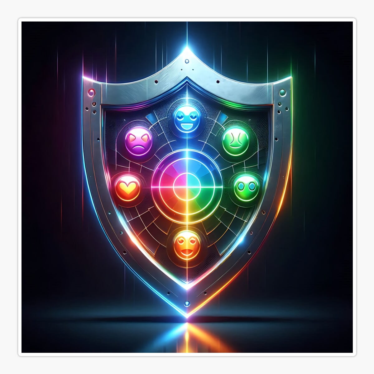 Onim Emotional Firewall | Futuristic Holographic Shield Sticker Sticker ...
