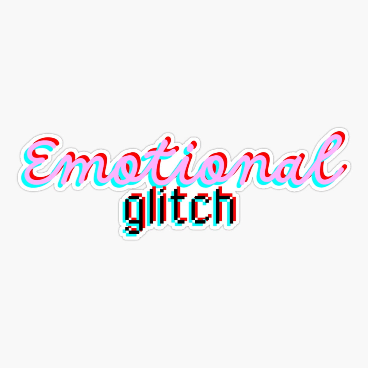 Onim Emotional Glitch Art Print Sticker, Phone Decal Water Bottle ...