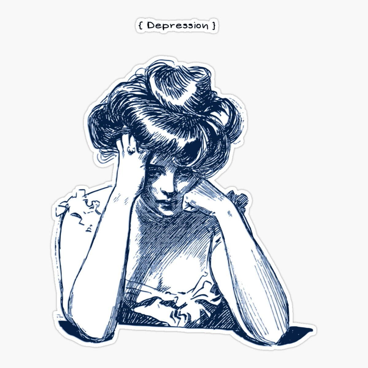 Onim Emotional Line Art – Expressive Sketch Of Depression & Mental ...