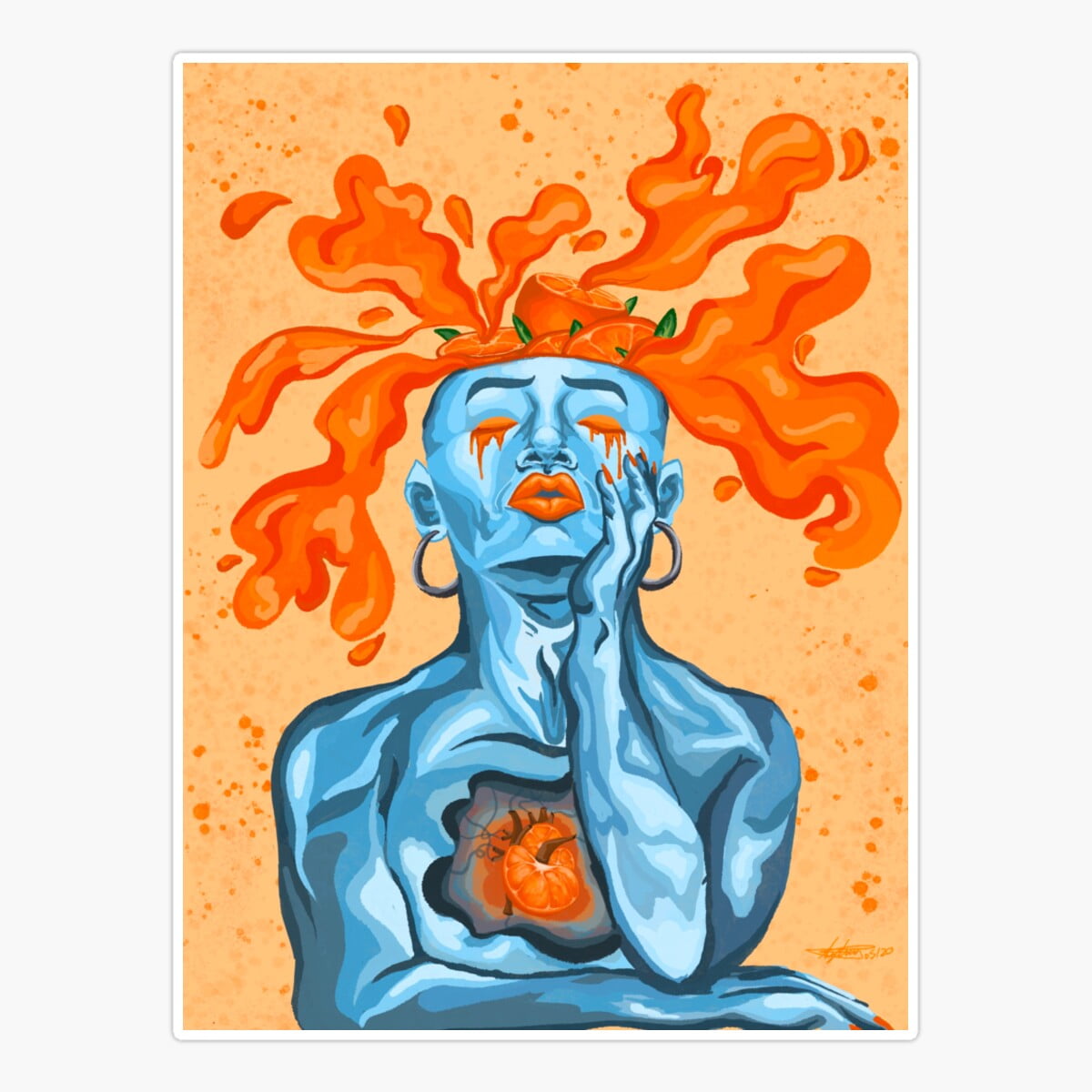 Onim Emotional Orange Poster Design Sticker, Phone Decal Water Bottle ...
