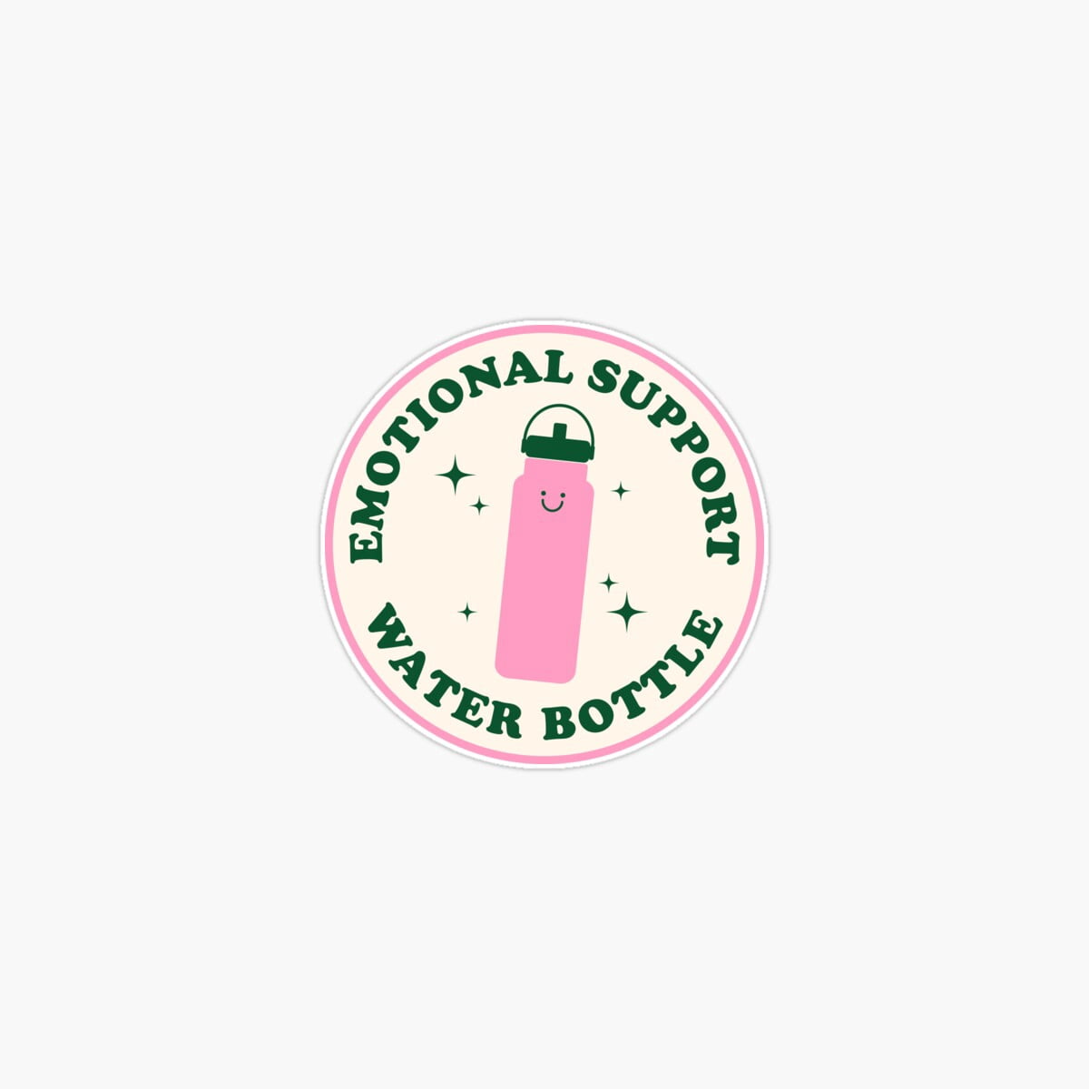 Onim Emotional Support Water Bottle Sticker - Pink And Green Sticker ...