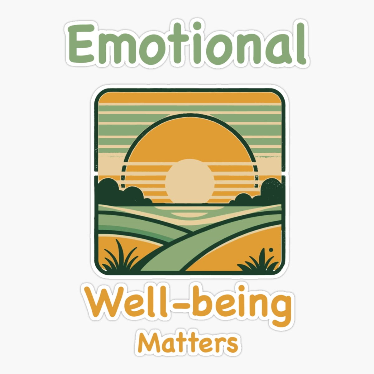 Onim Emotional Well-Being Matters Mental Health Matters Sunrise Sticker ...