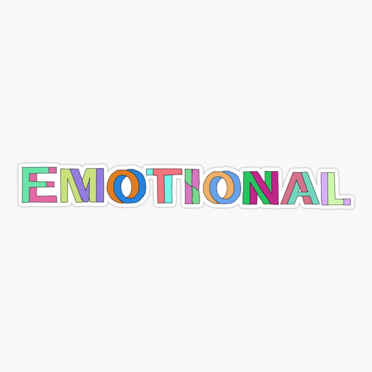 Onim Emotional Word Typography Illustration Sticker, Phone Decal Water ...