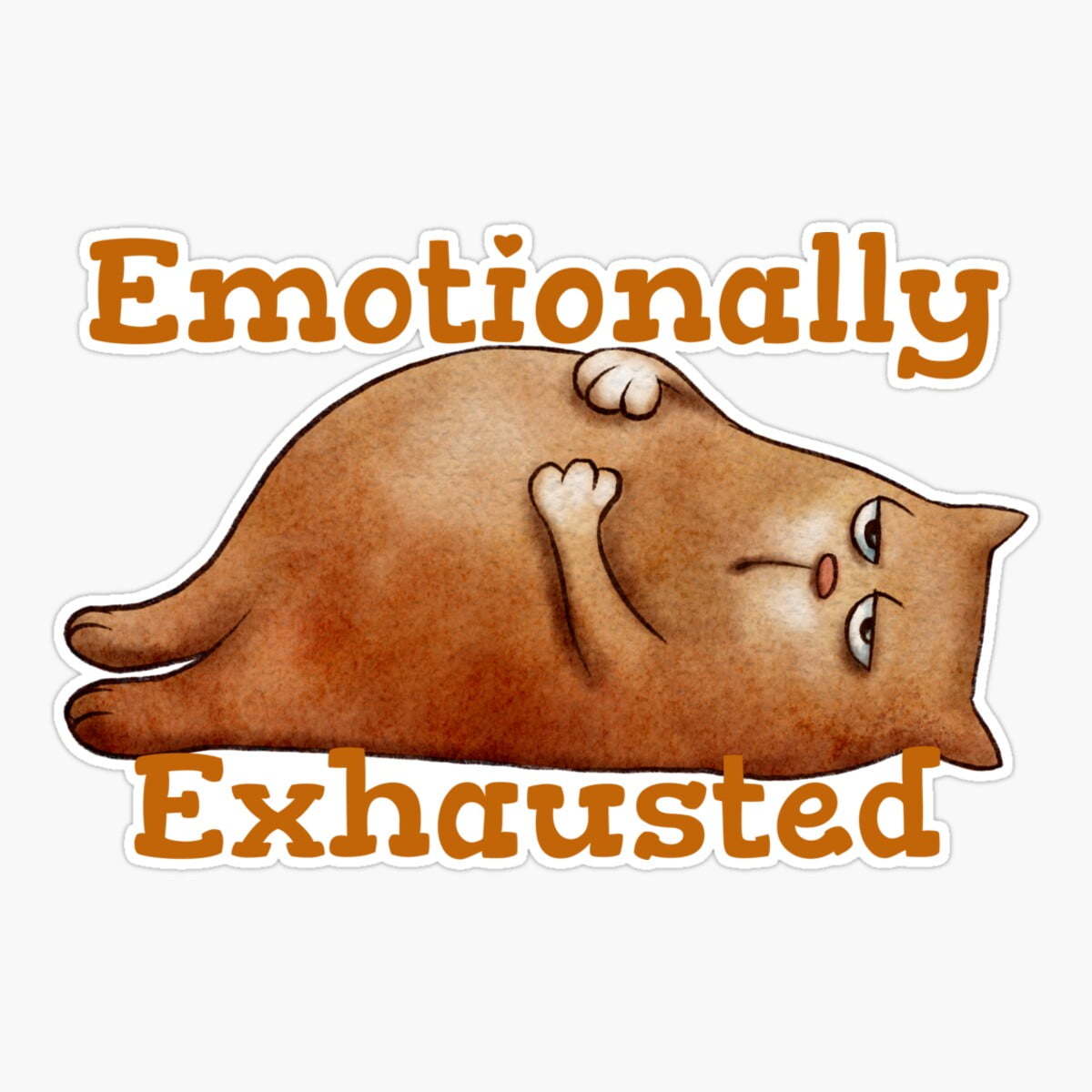 Onim Emotionally Exhausted Cat Sticker, Phone Decal Water Bottle ...