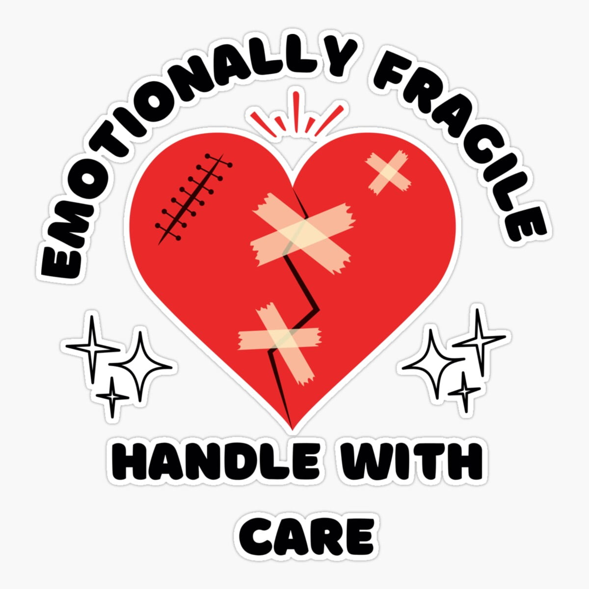 Onim Emotionally Fragile Handle With Care Typography Sticker, Phone ...