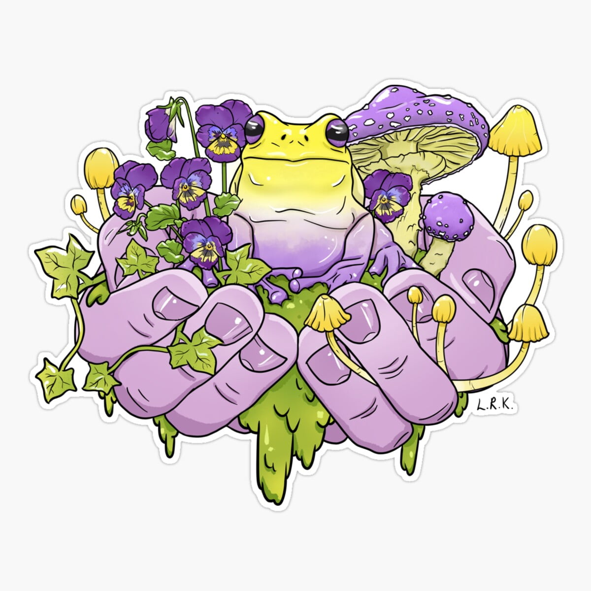 Onim Enby Frog Toadstool Handful Sticker, Phone Decal Water Bottle Stickers Car Decals, Funny ...